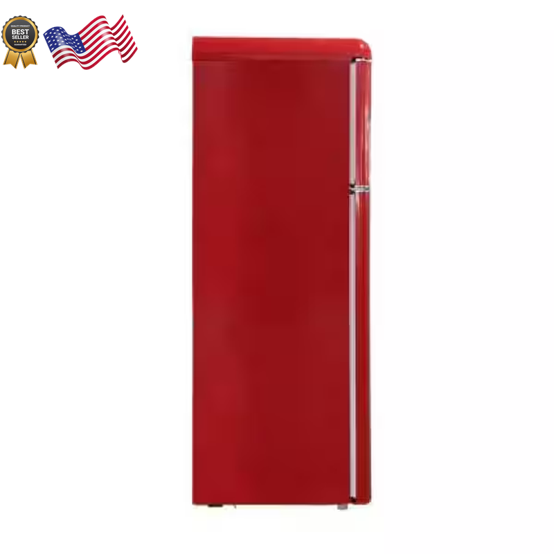 7.5 Cu. Ft. Retro Mini Fridge in Red with Rounded Corners and Top ...