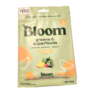 Bloom Nutrition Greens & Superfoods Powder 5 Sticks, MANGO | eBay