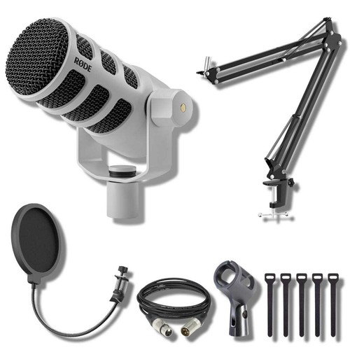 Rode PodMic White Dynamic Broadcast Microphone with StreamEye BOOMARM1 ...
