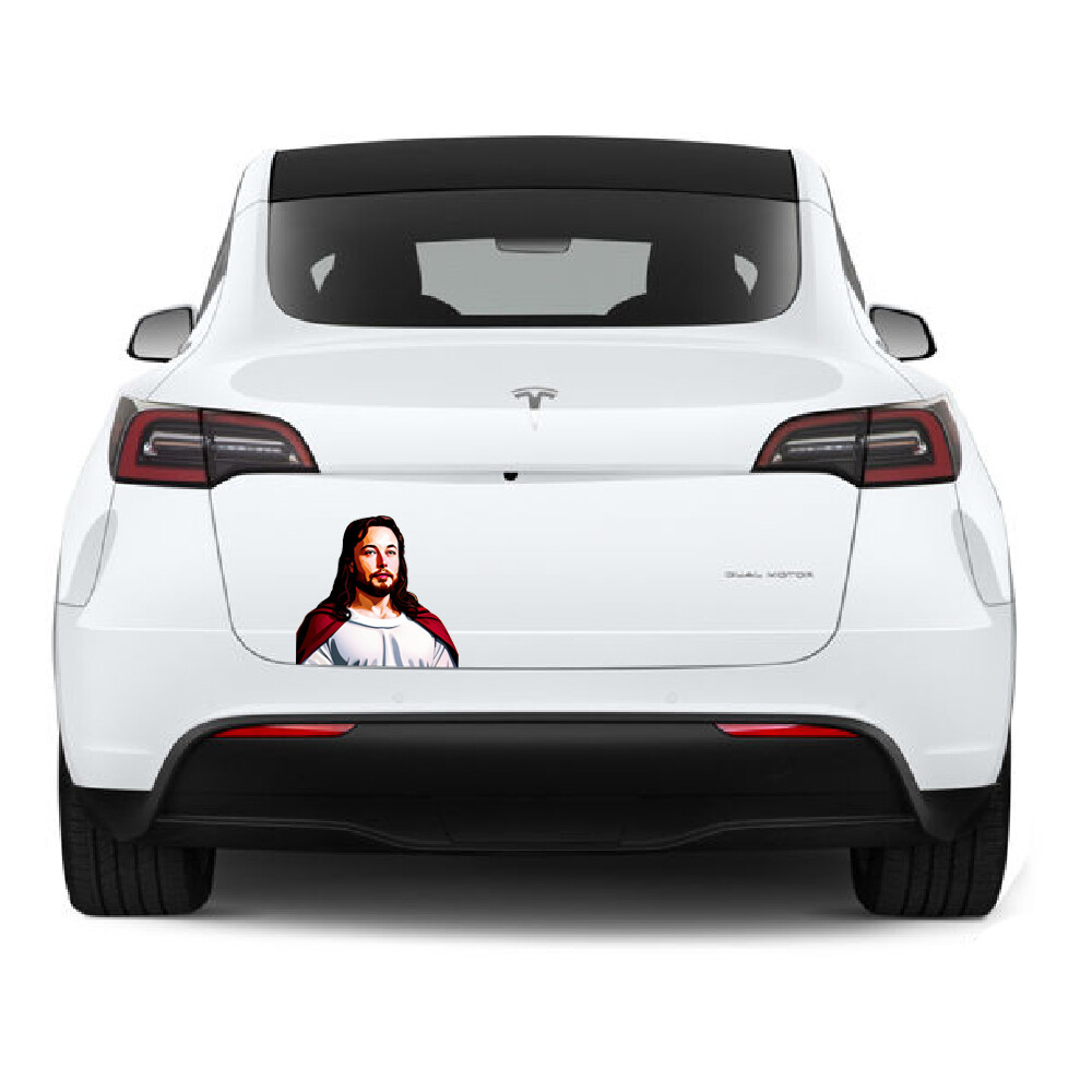 Elon Musk Jesus Sticker Decal for Tesla EV Vehicle Electric Car Funny ...