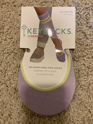 Keysocks Key Socks no show knee high socks lavender neon green standard ...