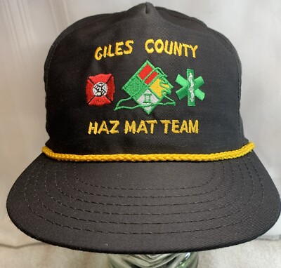 Giles County Haz Mat Team Vintage Black Large Rope SnapBack Trucker Hat ...