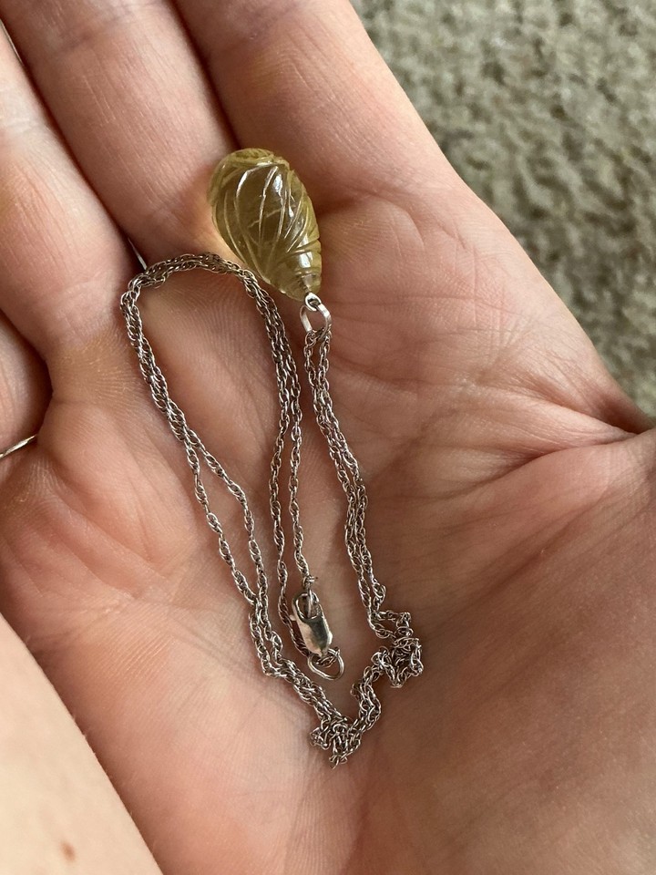 14k White Gold Carved Lemon Citrine pendant w/ 18inch silver chain | eBay