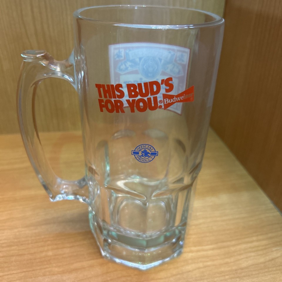 1997 Large BUDWEISER Heavy Glass Stein Beer Mug 32 Oz. 8" Tall | eBay