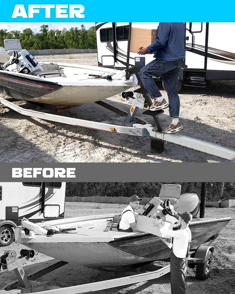 3-Step Boat Trailer Steps,Heavy Duty Boat Steps with Handle Non Slip ...
