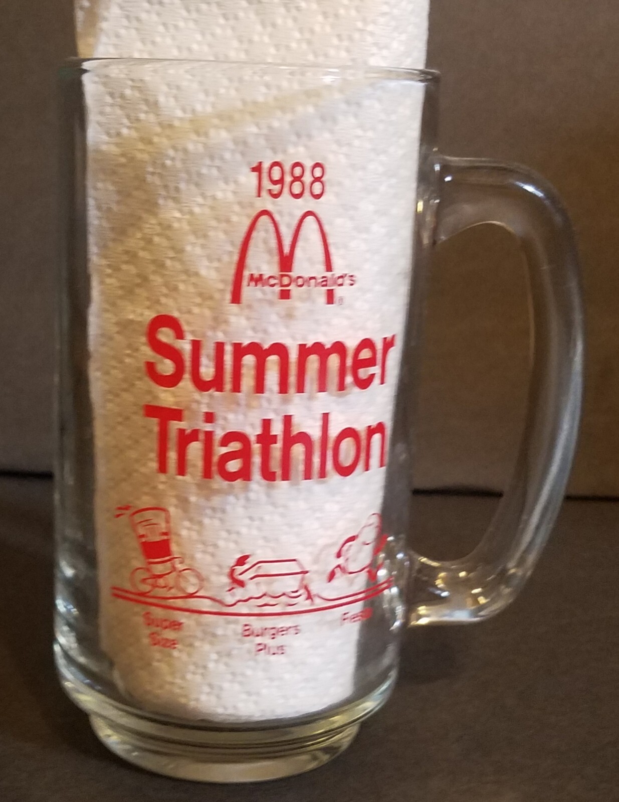 Vintage McDonalds 1988 Summer Triathlon Drinking Glass. Super Size ...