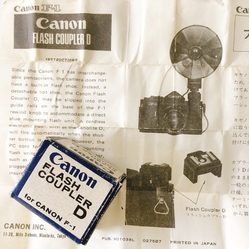 CANON OLD F1 FLASH COUPLER D For Canon F-1 in Box English manual from ...