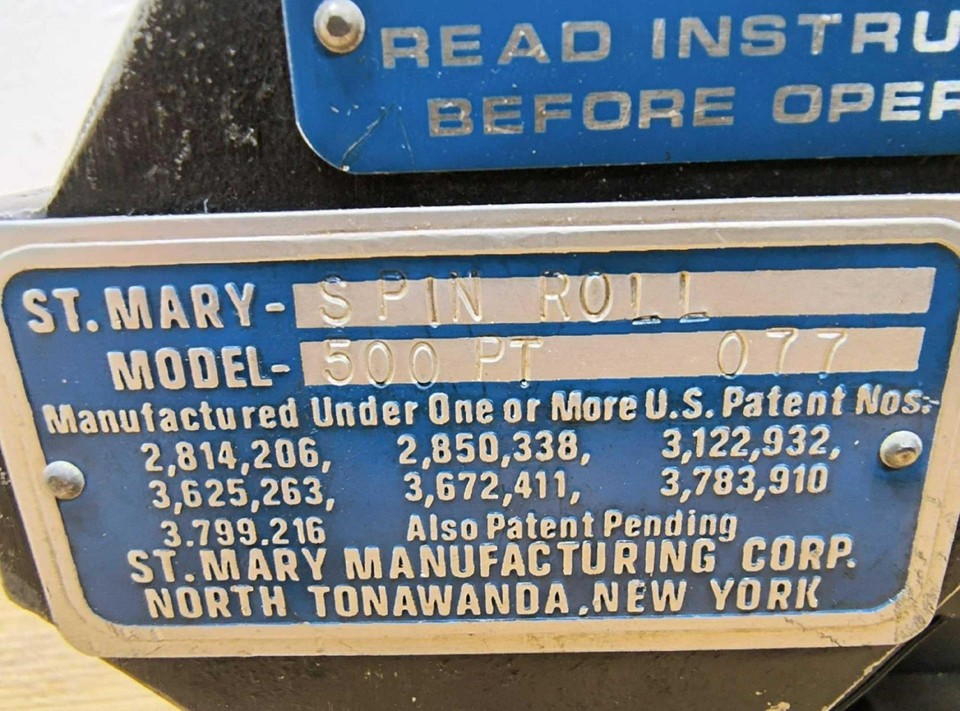 St Mary 500-PT Powered Spin Roll, Roll Grinding Fixture, 1/8HP, Cap: 1/ ...