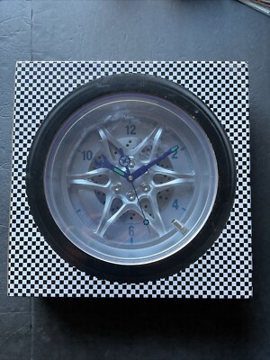 14" TIRE RIM WALL CLOCK MAN CAVE GARAGE SHOP REAL RUBBER TIRE GEAR ...