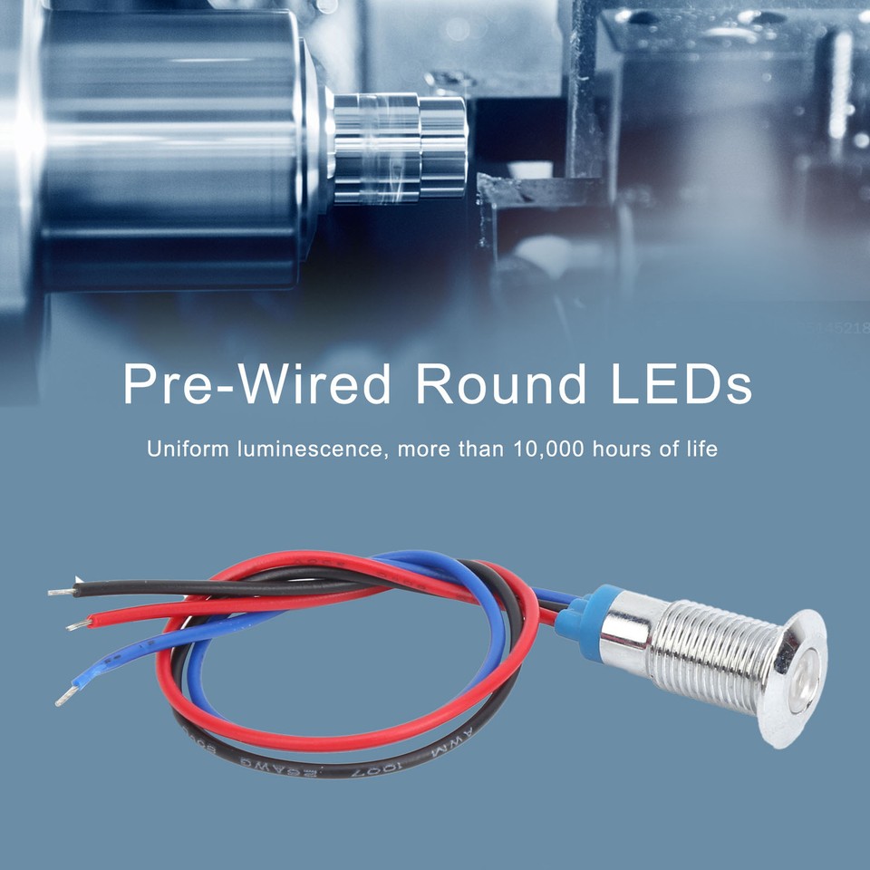 4 Sets PreWired Round LEDs 2Color Waterproof Metal Lights Common Cathod ...
