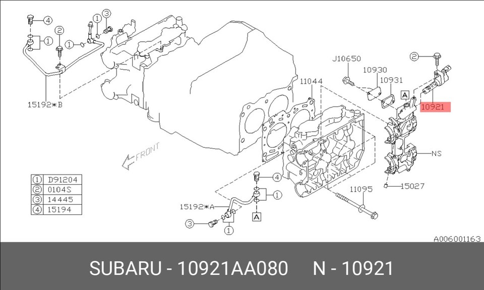 10921AA080 OEM GENUINE Valve Assembly Oil Control for Subaru Impreza ...