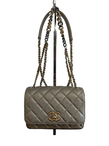 CHANEL Leather Mini Square Flap Bag Tri Color Metallic | eBay