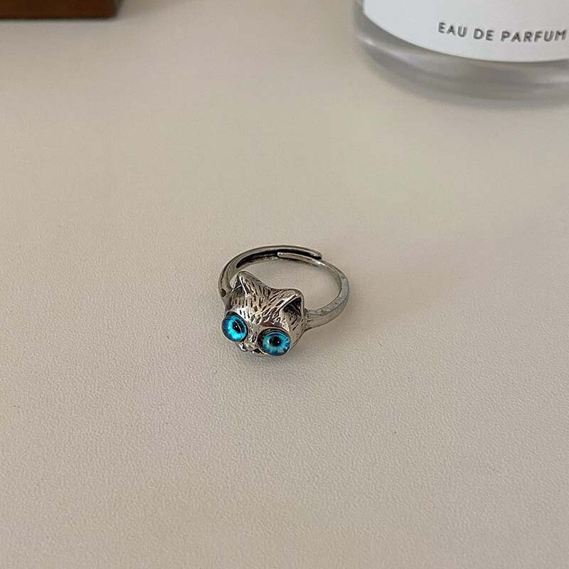 Cute Cat Ring For Women Fashion Design Adjustable Open Silver Color ...