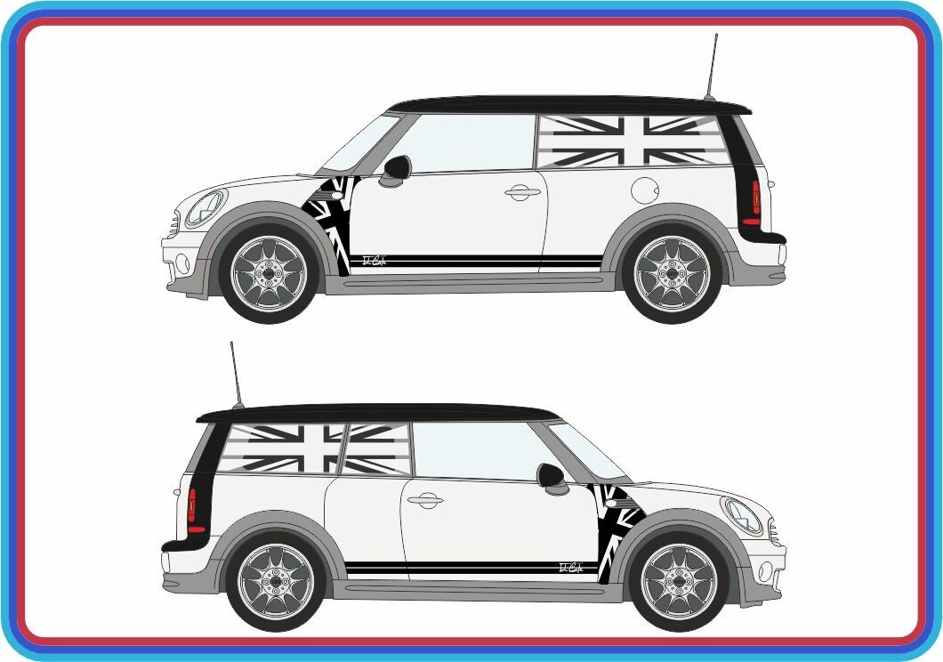 BMW MINI CLUBMAN R55 REAR WINDOWS UNION JACK DECALS ONE COOPER JCW ...