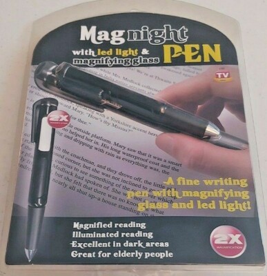 Magnight Writing Pen 2x Magnifier with LED Light As Seen On TV Ships ...