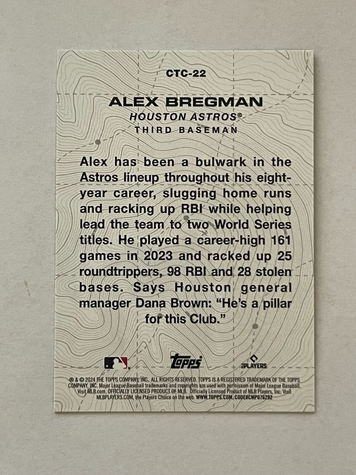 2024 TOPPS ALEX BREGMAN #CTC-22 CITY TO CITY INSERT HOUSTON ASTROS ...