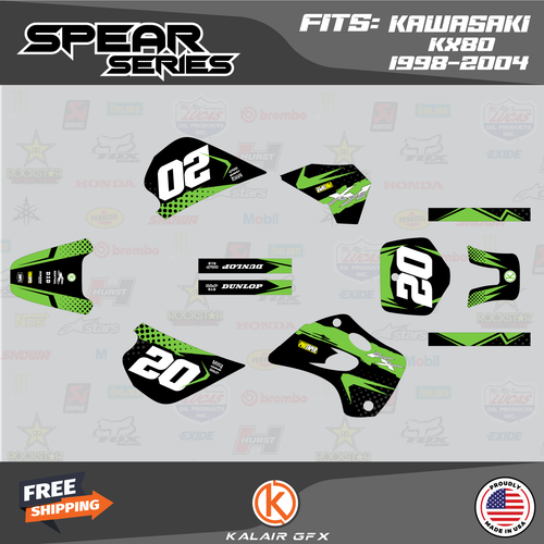 Graphics Kit for KAWASAKI KX80 KX 80 (1994-1997) Spear - GREEN | eBay
