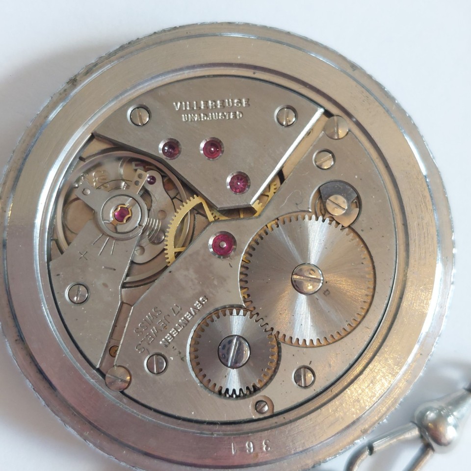 Vintage Villereuse 17j Mens Stainless Steel Pocket Watch Railroad Case ...