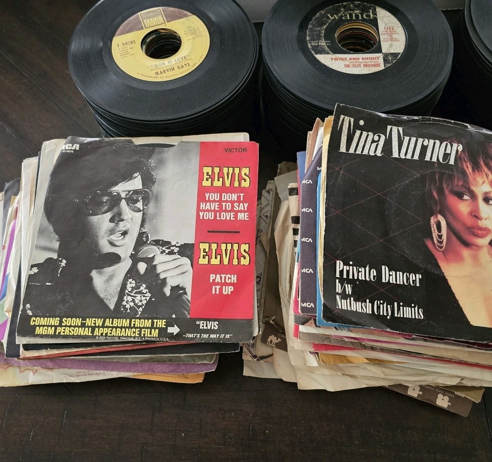 Lot 400+ 45's Vinyl Records Jukebox 7" 45 RPM Mixed Genres Vintage ...