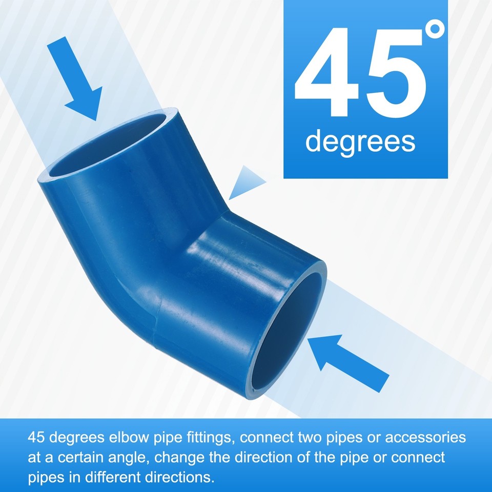 8pcs 45 Degree Elbow PVC Pipe Fittings 2" 2 Way Grade Connectors, Blue ...