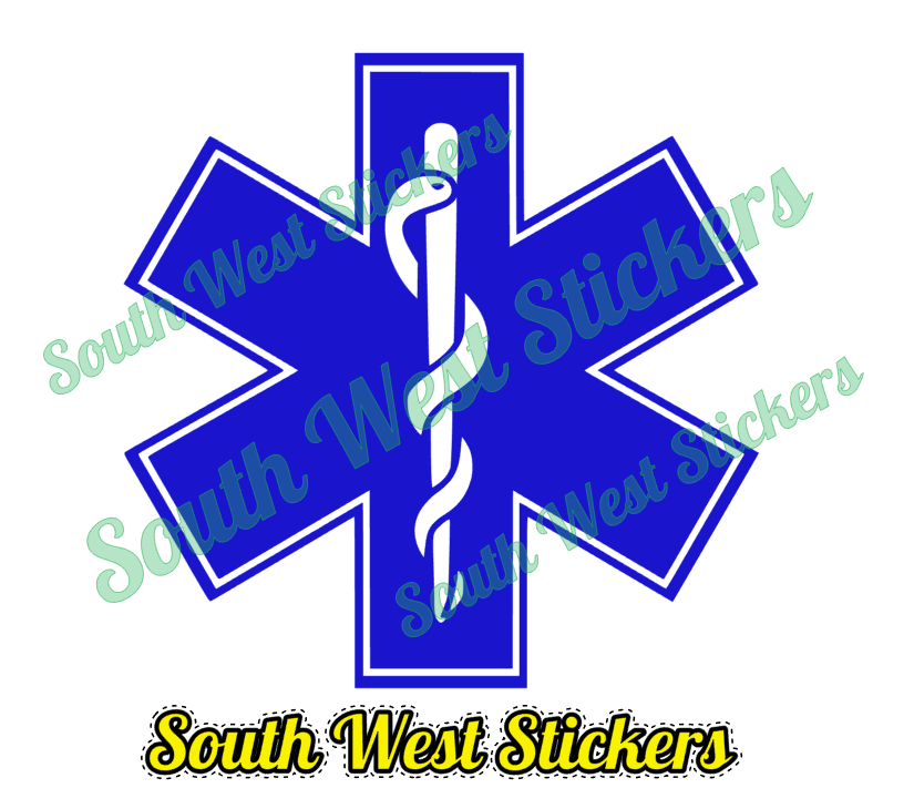 Star Of Life Ambulance Medic Sticker Stickers First Responder 300mm x 1 ...