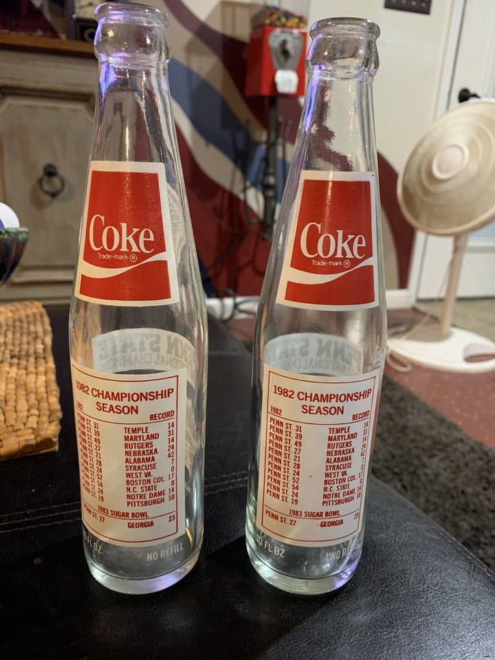 2-1982 Penn State NCAA National Champs Joe Paterno 10 Oz Coca-Cola ...