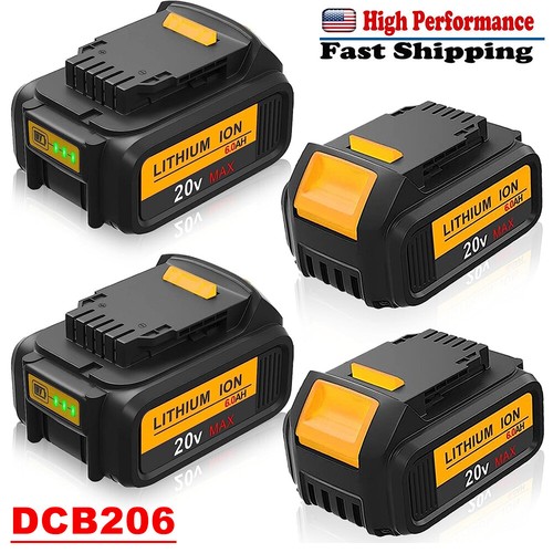 Upgraded 4Pack 20V MAX XR 6.0Ah DCB206-2 Battery for Dewalt Lithium Ion ...