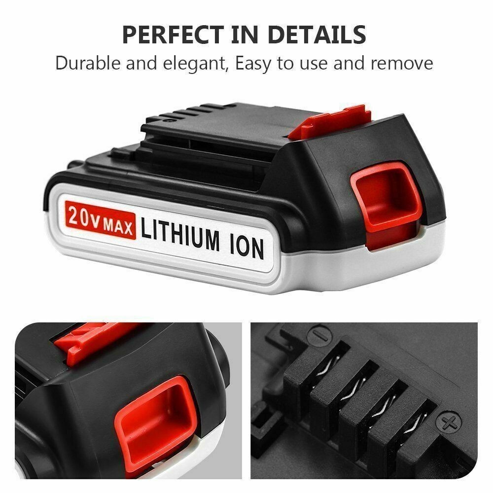 2Pack 20V Battery 2.0Ah replacefor Black Decker 20V Max Lithium Battery ...