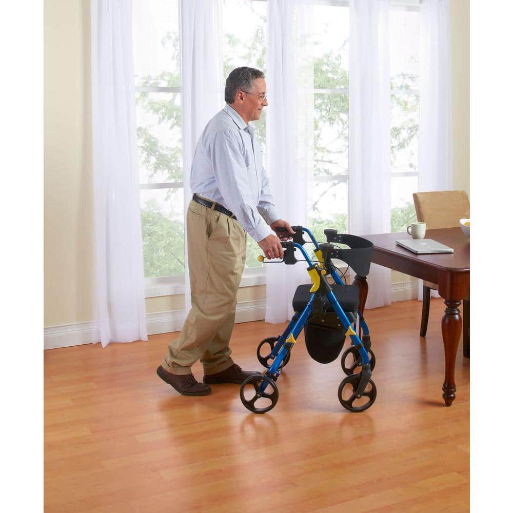 Rollator Walking Aid Hand Brakes Storage Basket Adjustable Padded Seat ...
