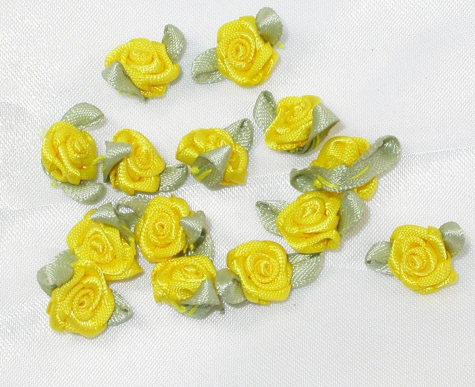 ROSE Mini Ribbon Roses Polyester Satin Ribbon 25 Pack lots of colors US ...