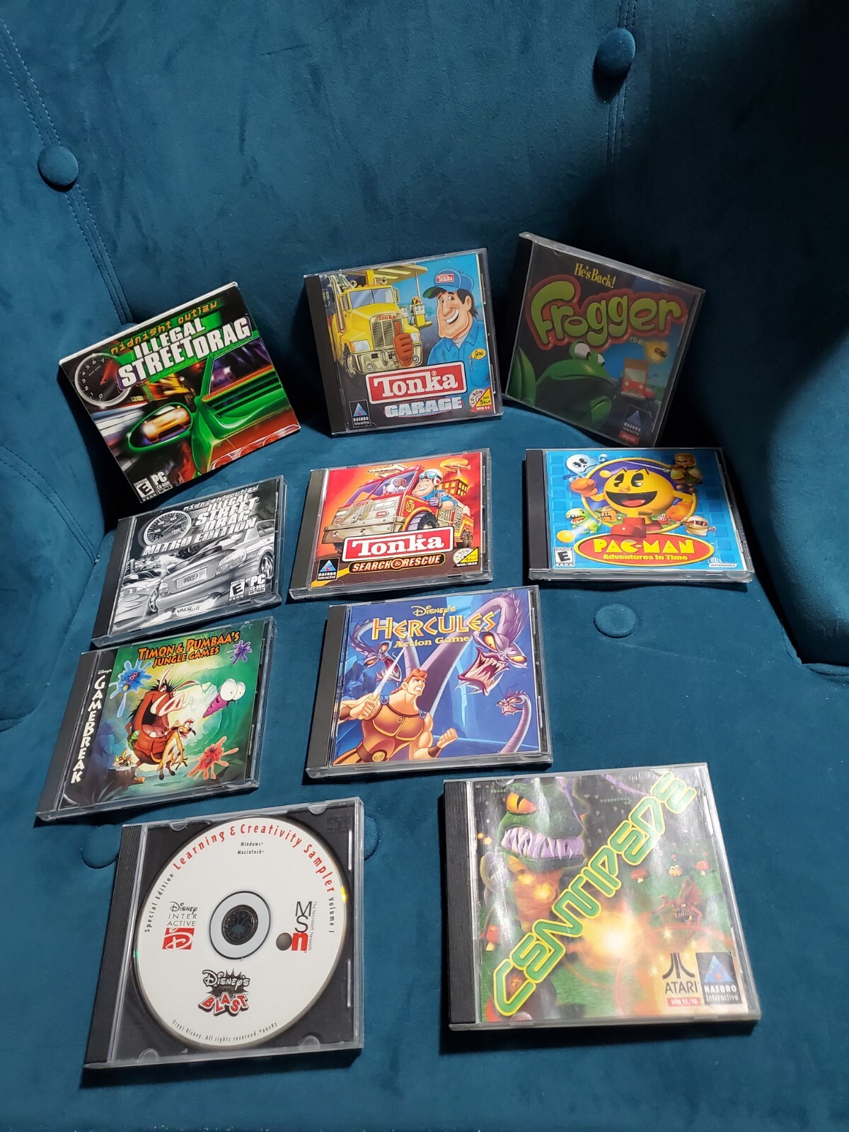 Vtg Lot Of 10 CD Rom Games for PC: Disney, Tonka, Fogger, Pacman, Win95 ...