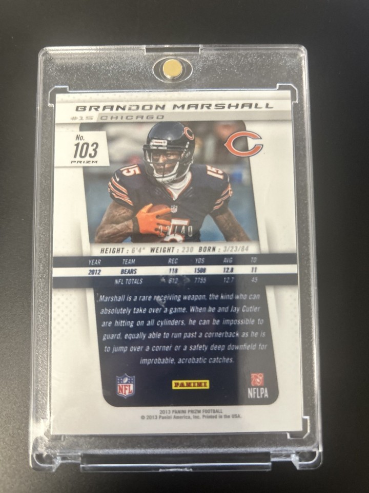 🔥 2013 Panini Prizm Brandon Marshall #103 – Purple/Blue Cracked Ice ...