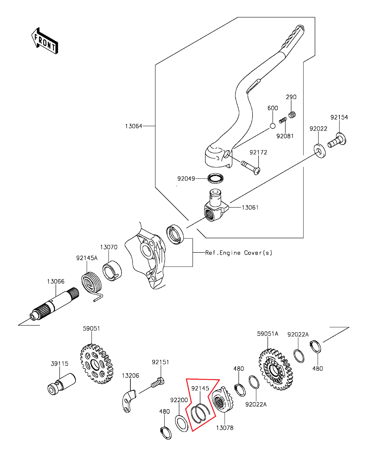 KAWASAKI KICKSTARTER RATCHET SPRING KX450F 16-18 KX250F 2008-2020 | eBay