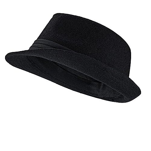 Mens 1920s Gatsby Felt Fedora Hat 20s Black Medium Standard Wrinkle ...