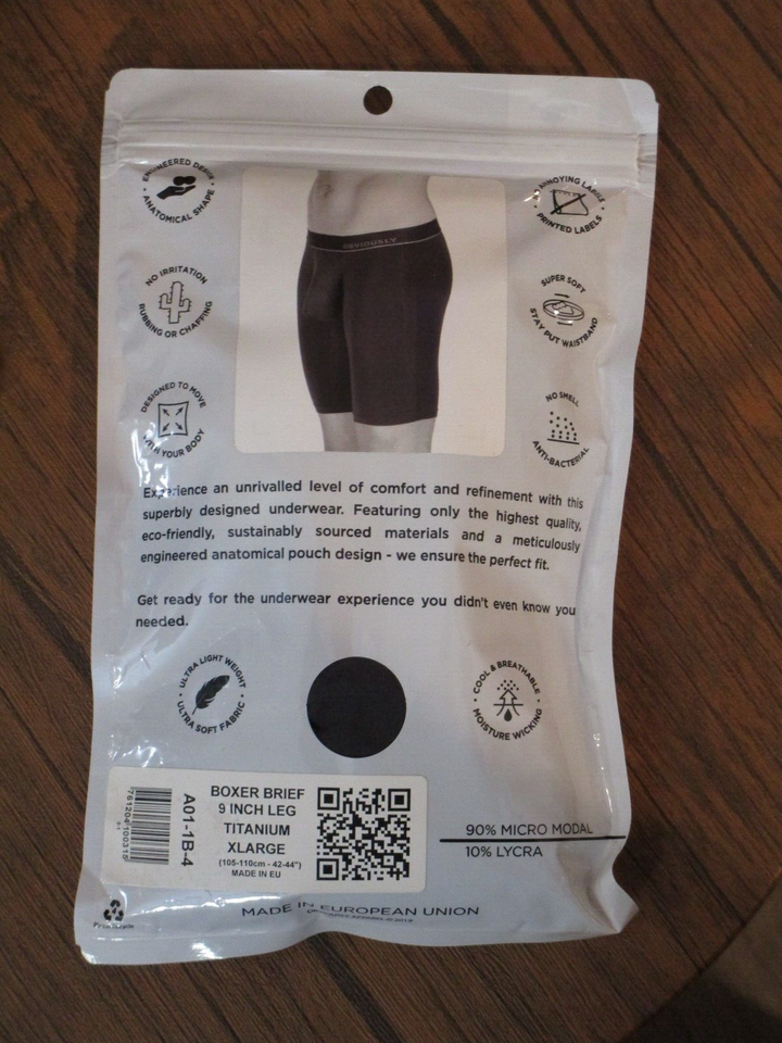 OBVIOUSLY PRIMEMAN 9" ANATOMAX POUCH BOXER BRIEF IN TITANIUM SIZE XL ...