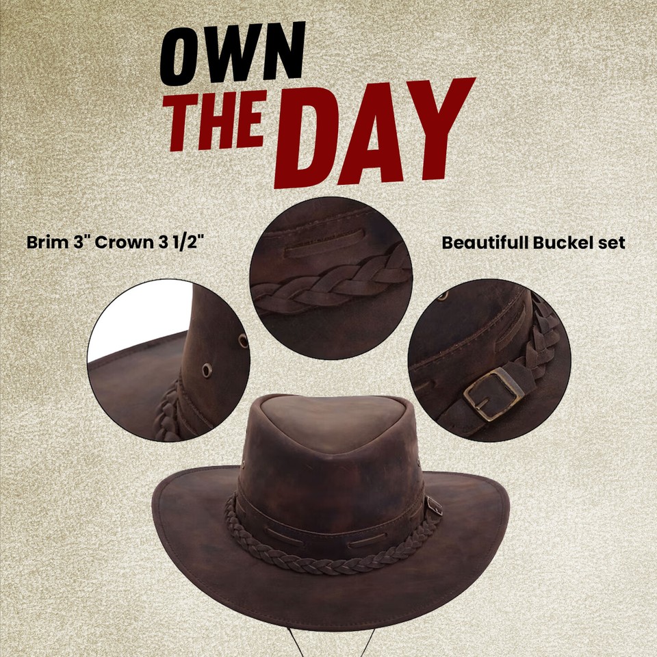 Rustic Leather Hat Cowboy, Cowgirl Hat Western Hat For Men & Women | eBay