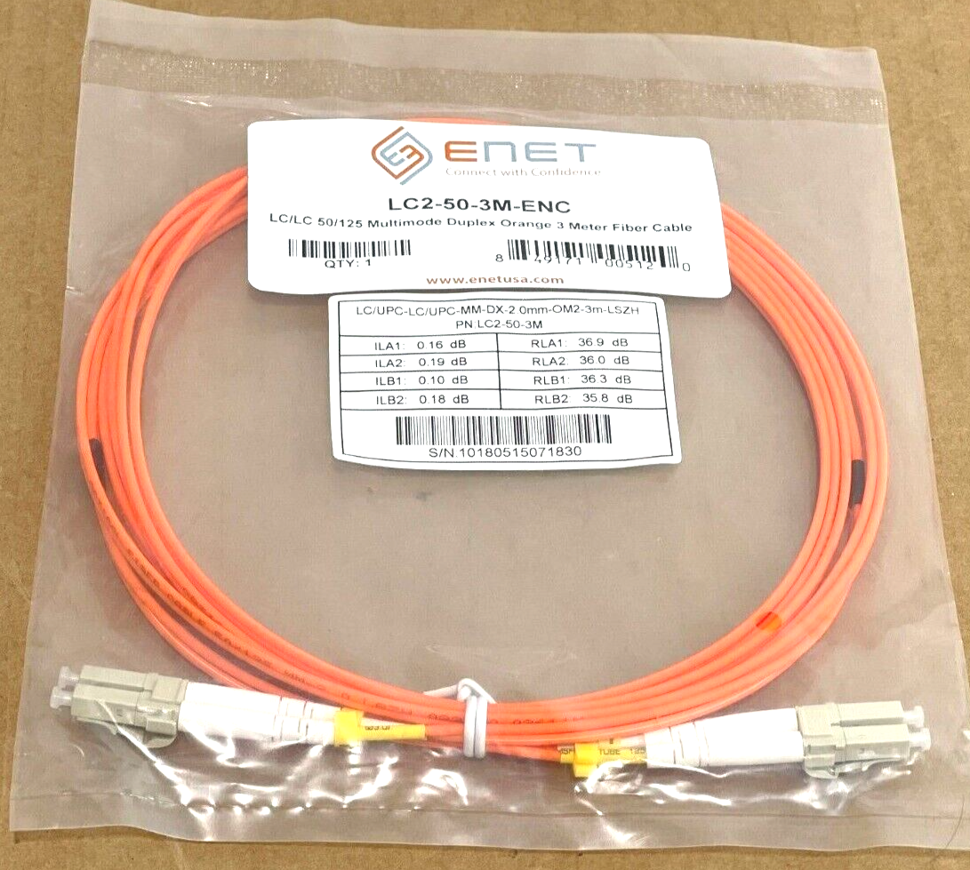 ENET MultiMode LC/LC Duplex Fiber Patch Cable (3 meters) LC2-50-3M-ENC ...