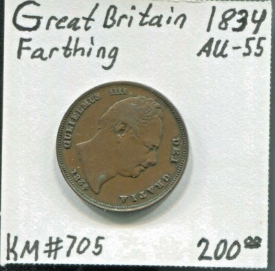 GREAT BRITAIN - BEAUTIFUL HISTORICAL WILLIAM IV COPPER FARTHING, 1834 ...