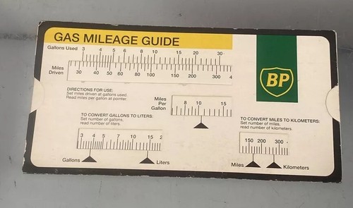 Vintage BP Gas Mileage Guide Calculator Slide Ruler Template | eBay