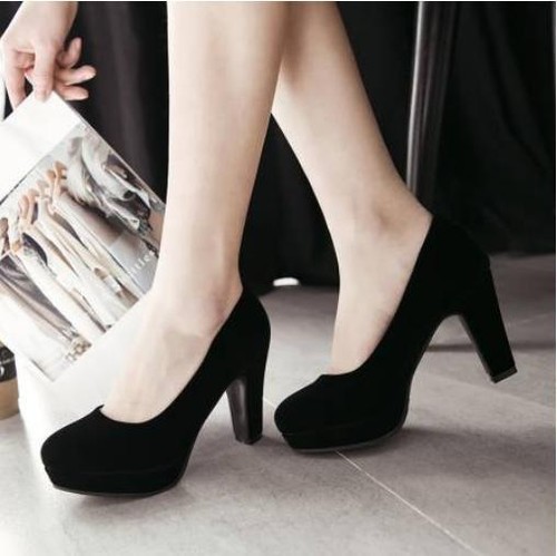 Women's Korean Platform Fashion 9CM High Heel Shoes Occupation Round ...