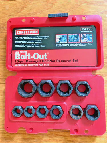 CRAFTSMAN 10PC LOW PROFILE BOLT-OUT SET EZ OUT EXTRACTOR SET Made in ...