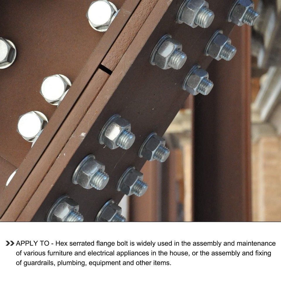 8 PCS M6x17mm Flanged Hex Head Bolts Left Hand Reverse Thread Screw ...