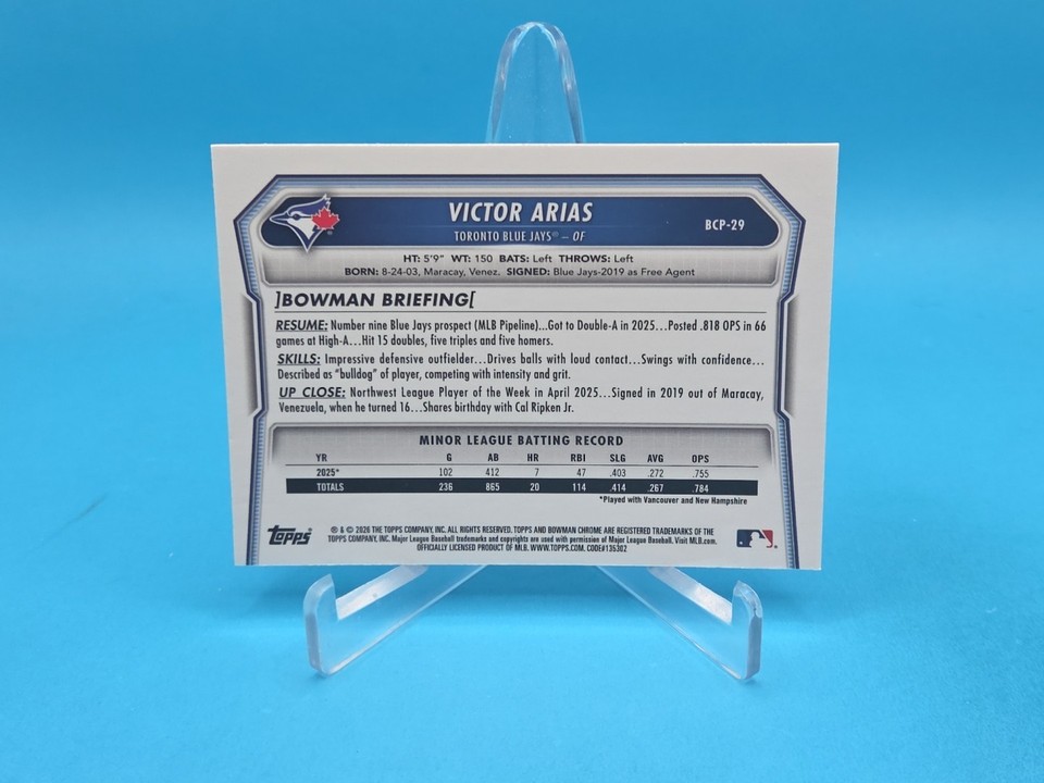 Victor Arias 2026 Bowman Baseball #BCP-29 1st Bowman X-Fractor Parallel ...