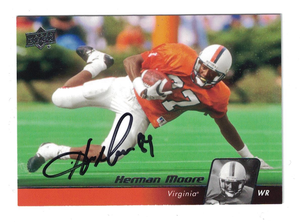 Herman Moore AUTOGRAPHED 2011 UPPER DECK FOOTBALL CARD SIGNED VIRGINIA ...