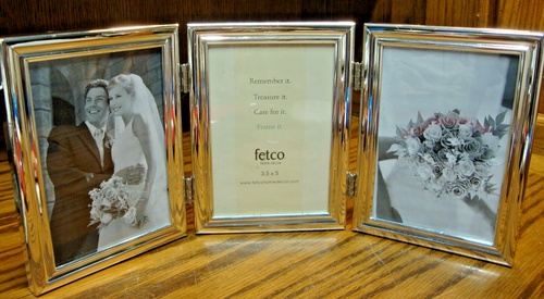 PHOTO FRAME Silver-Tone Ornate Elegant for Three 3.5x5" Pictures~Home ...