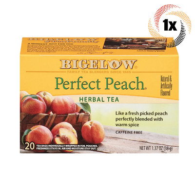 1x Box Bigelow Perfect Peach Natural Herbal Tea | 20 Pouches Per Box ...