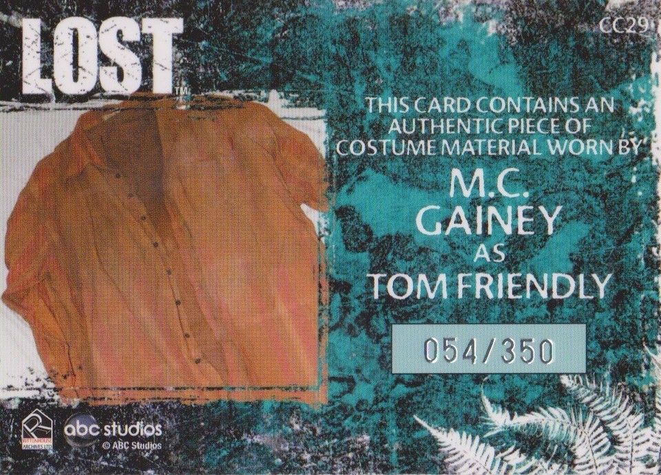 2011 LOST RELICS M.C. GAINEY AS TOM FRIENDLY CC29 COSTUME MATERIAL CARD ...