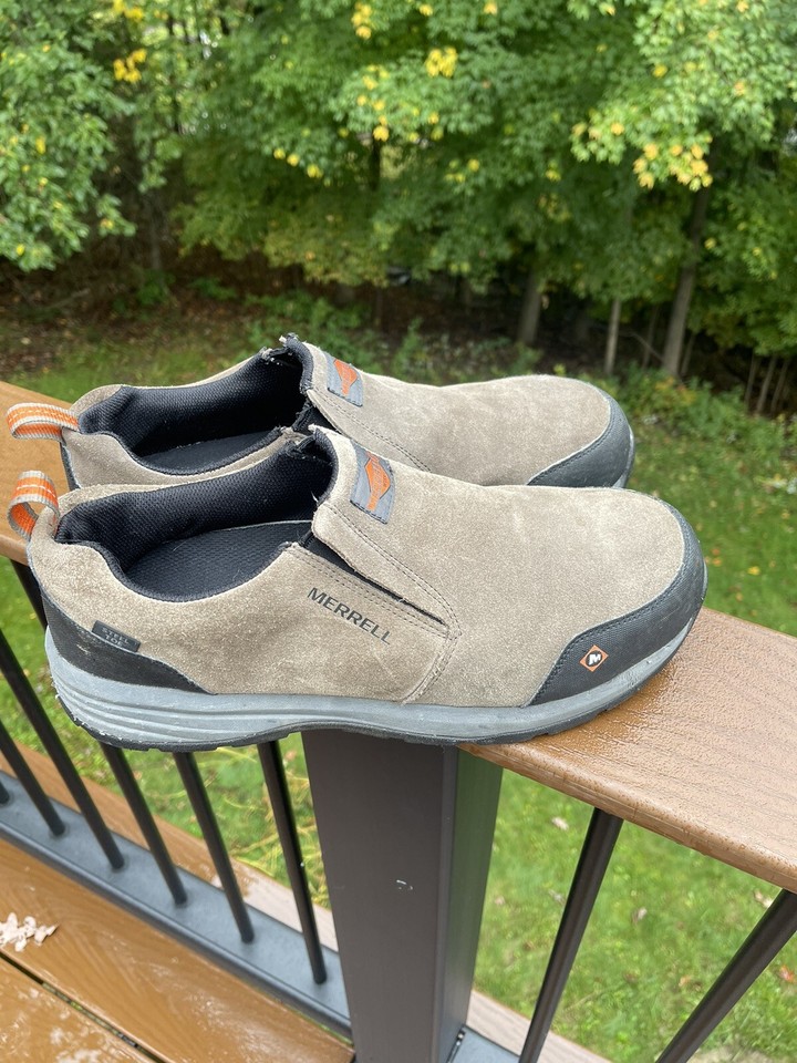 Merrell Mens Work Shoe Steel Toe Slip and Oil Resistant Brown and Black ...