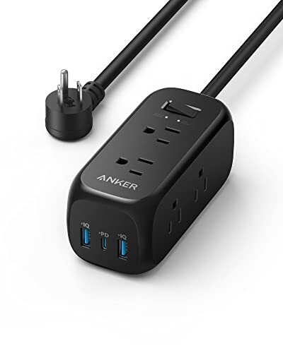 ANKER 332 USB POWER STRIP - 6 OUTLETS 10FT EXTENSION CORD POWER ...