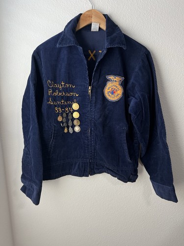 Vintage 80s FFA Corduroy Texas Navarro Jacket Size 38 WITH PINS | eBay